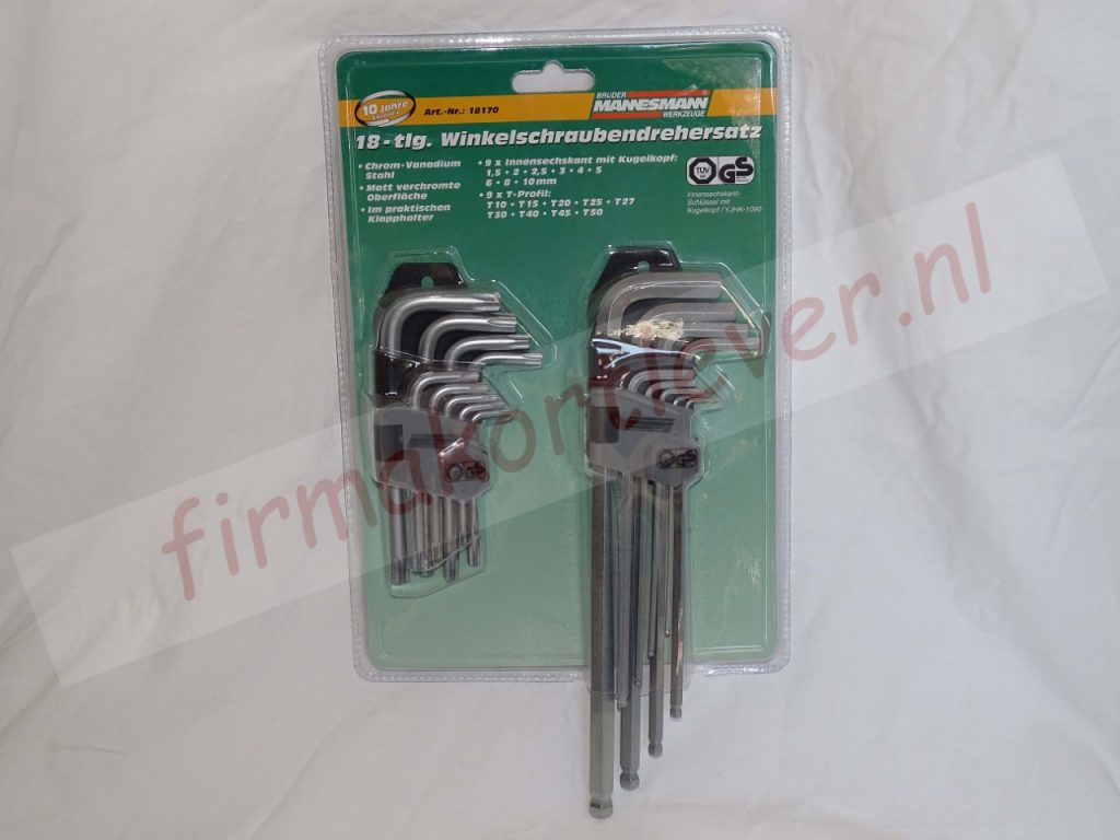 Mannesmann Inbus/Torx sleutelset 18-dlg. – Kortlever Keuring Totaal